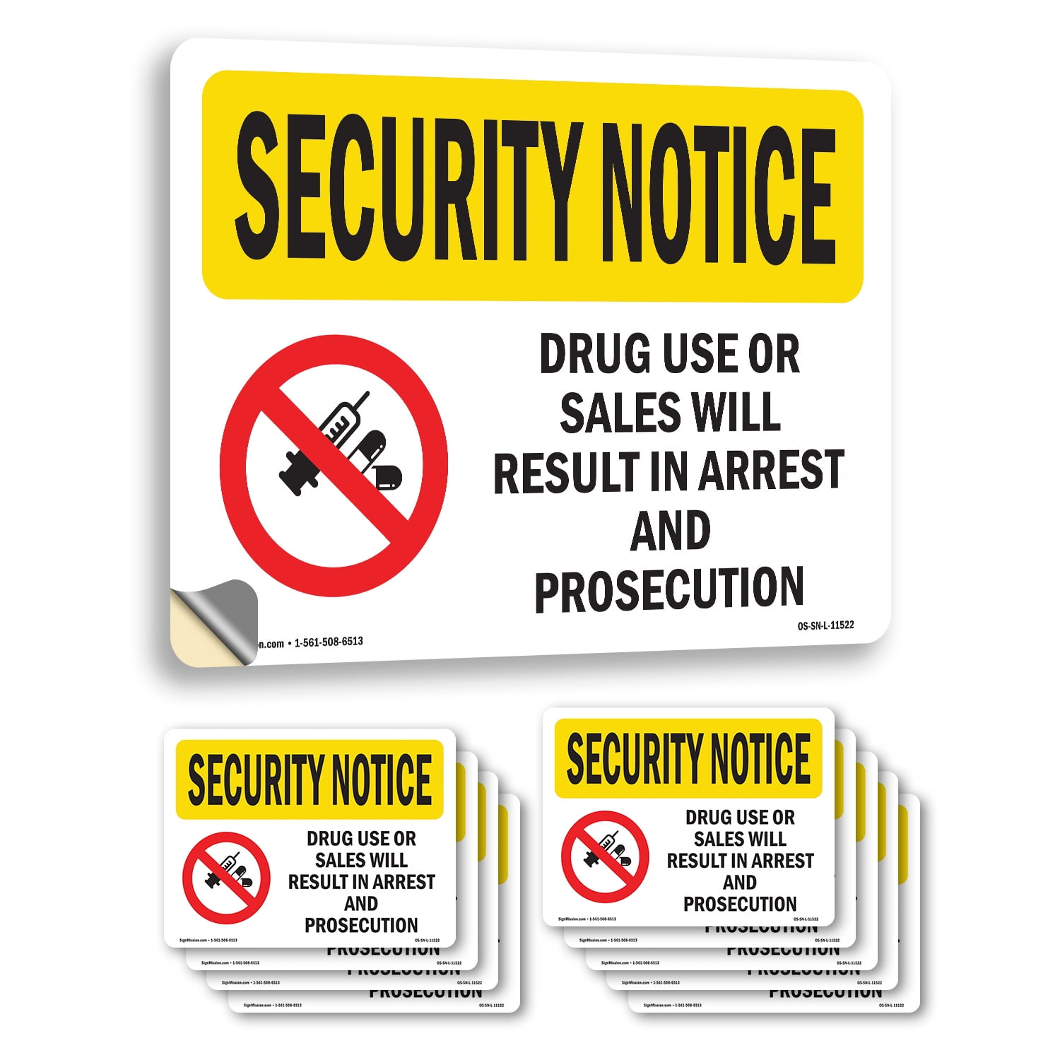 Drug Use Or Sales OSHA Security Notice Vinyl Decal Label 7 Inch x 5 ...