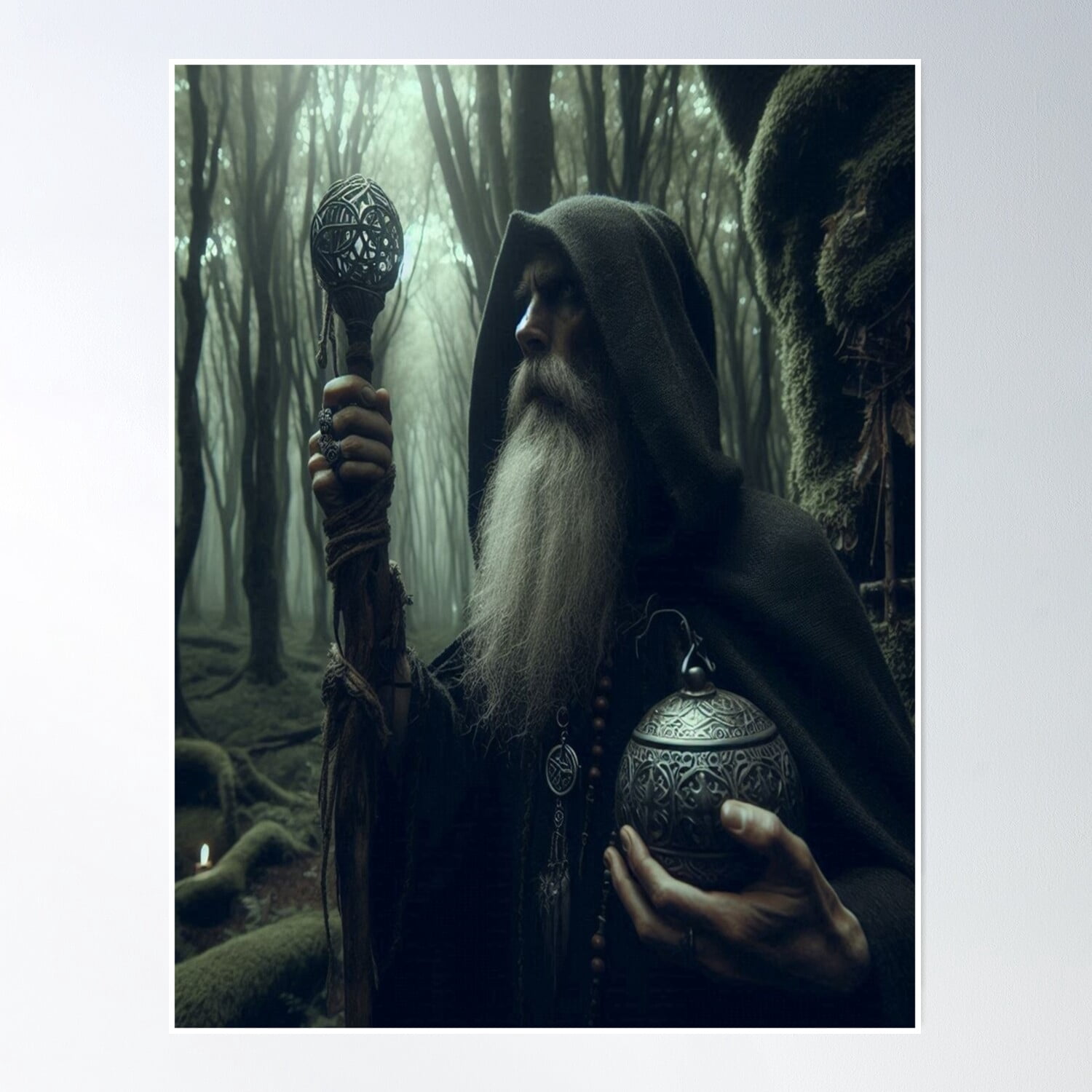 Druid Man In Forest 1 Poster Wall Art, Modern Wall Decor, 8x12 UNFRAMED ...