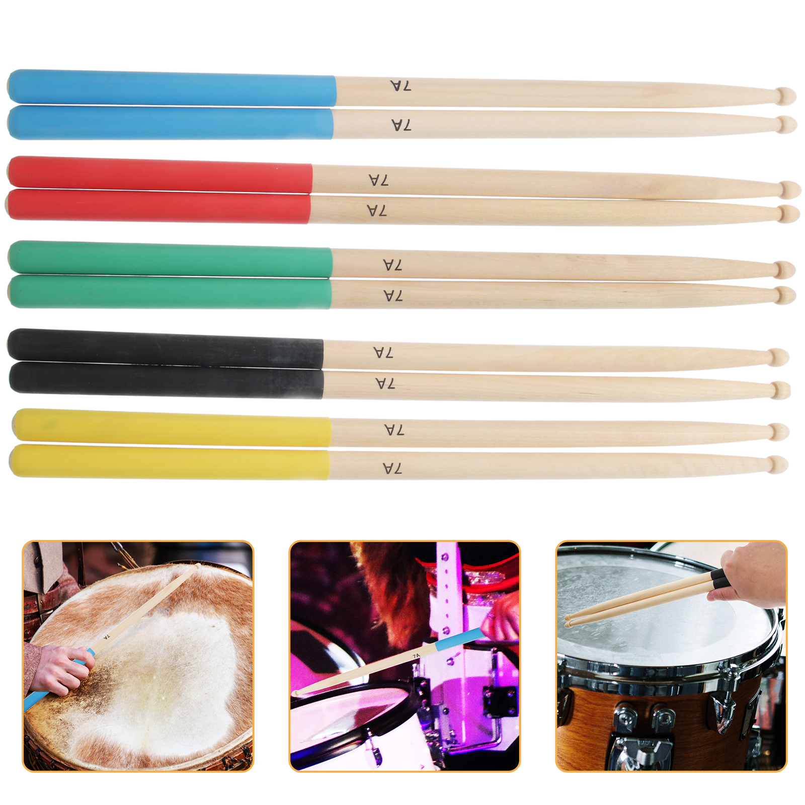 PENIKOKO 5Pairs Wood Drum Sticks 7a Design Durable Maple Wood for All ...