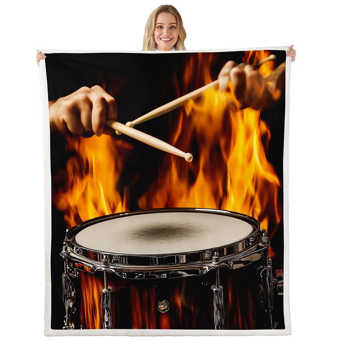 Drum Blanket Queen 90x90,Drum Set Print Throw Blanket,Instrument ...