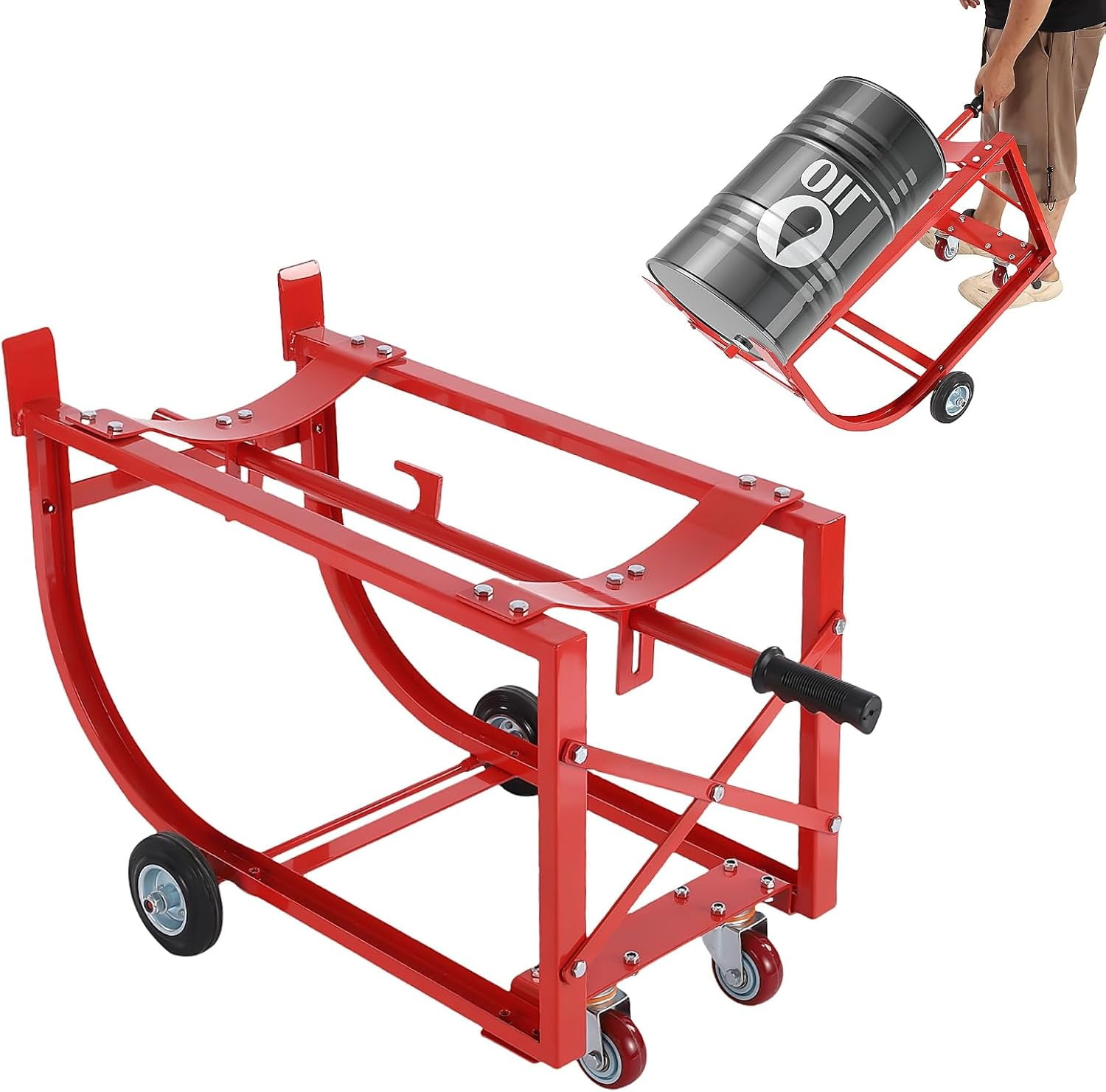 Drum Cradle – 55 Gallon Drum Dolly with 600lbs Capacity, Heavy Duty ...