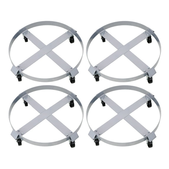 Drum Dolly 4 Pack - 55 Gallon Barrel Cart - Steel Frame with Swivel ...