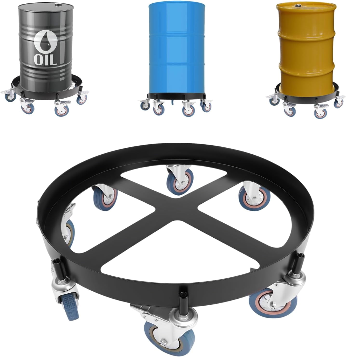 Drum Dolly 55 Gallon 2000lbs Load Capacity Heavy Duty Steel Barrel ...
