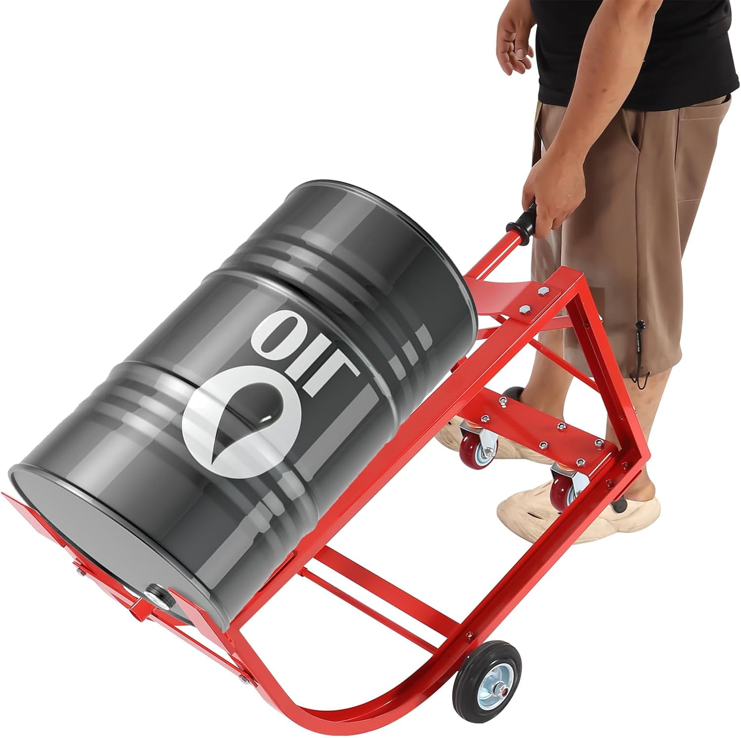 Drum Dolly 55 Gallon Heavy Duty Steel Oil Roller Cart 600 Lb Capacity ...