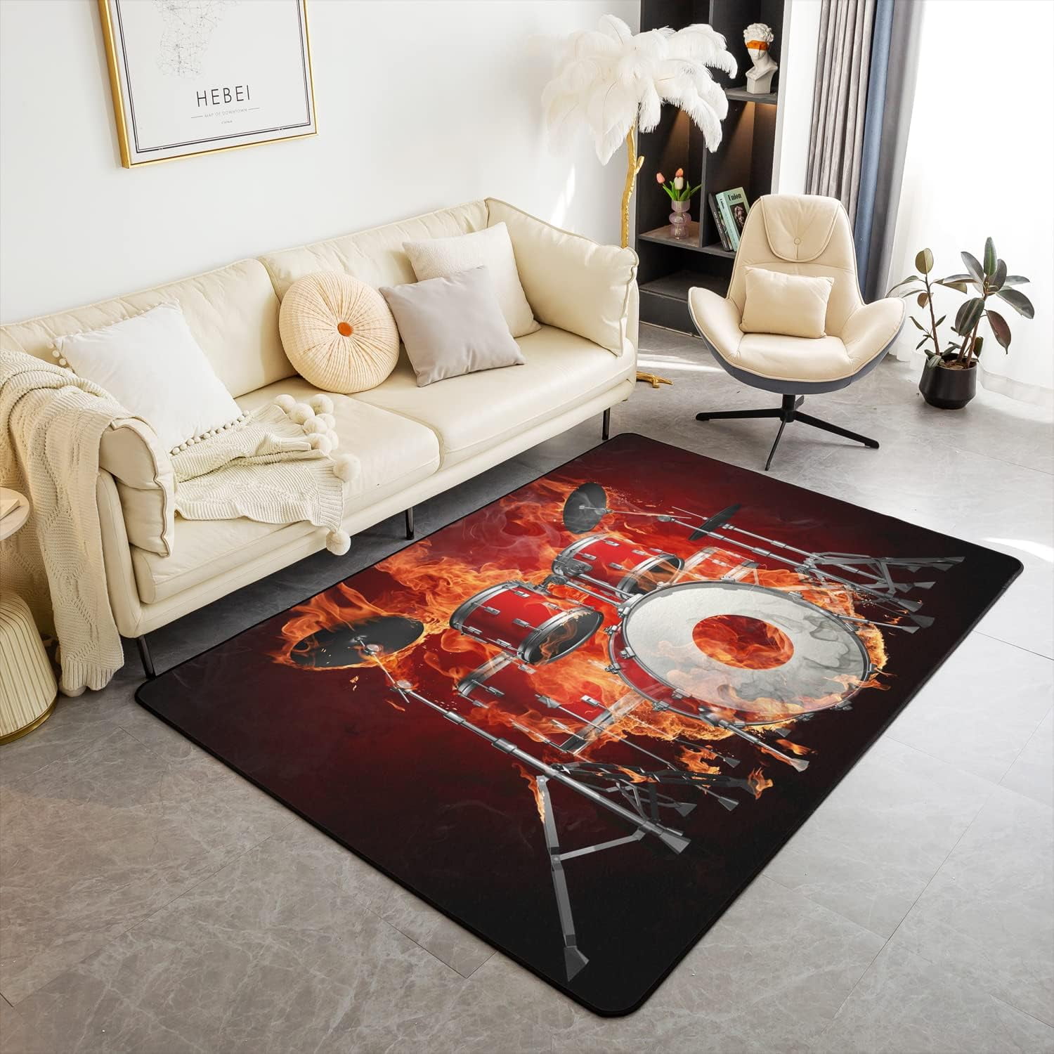 Drum Kit Area Rug Rock Music Themed rative Carpets Musical Instruments ...