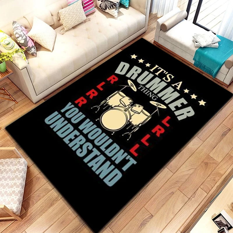 Drum Kit Area Rug Rock Music Themed rative Carpets Musical Instruments ...