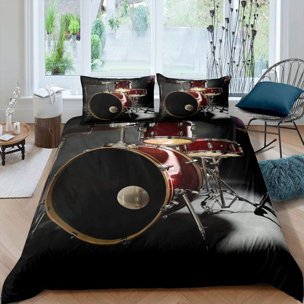 Drum Kit Bedding Set Rock Roll Music Duvet Cover King Size Modern Pop ...