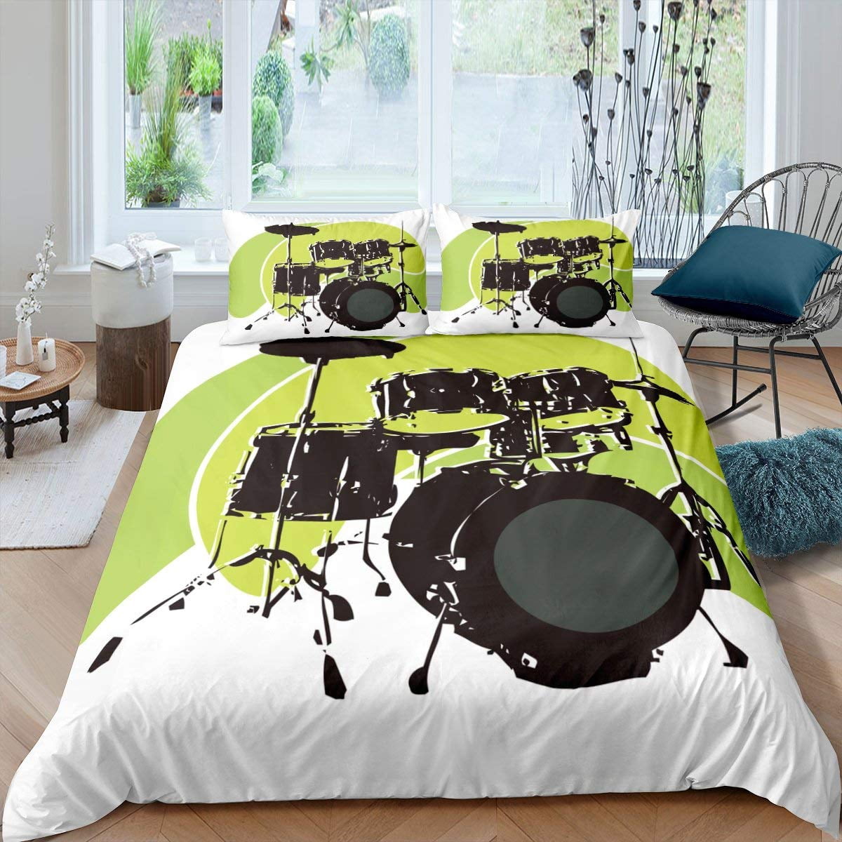 Drum Kit Bedding Set Rock Roll Music Duvet Cover King Size Modern Pop ...
