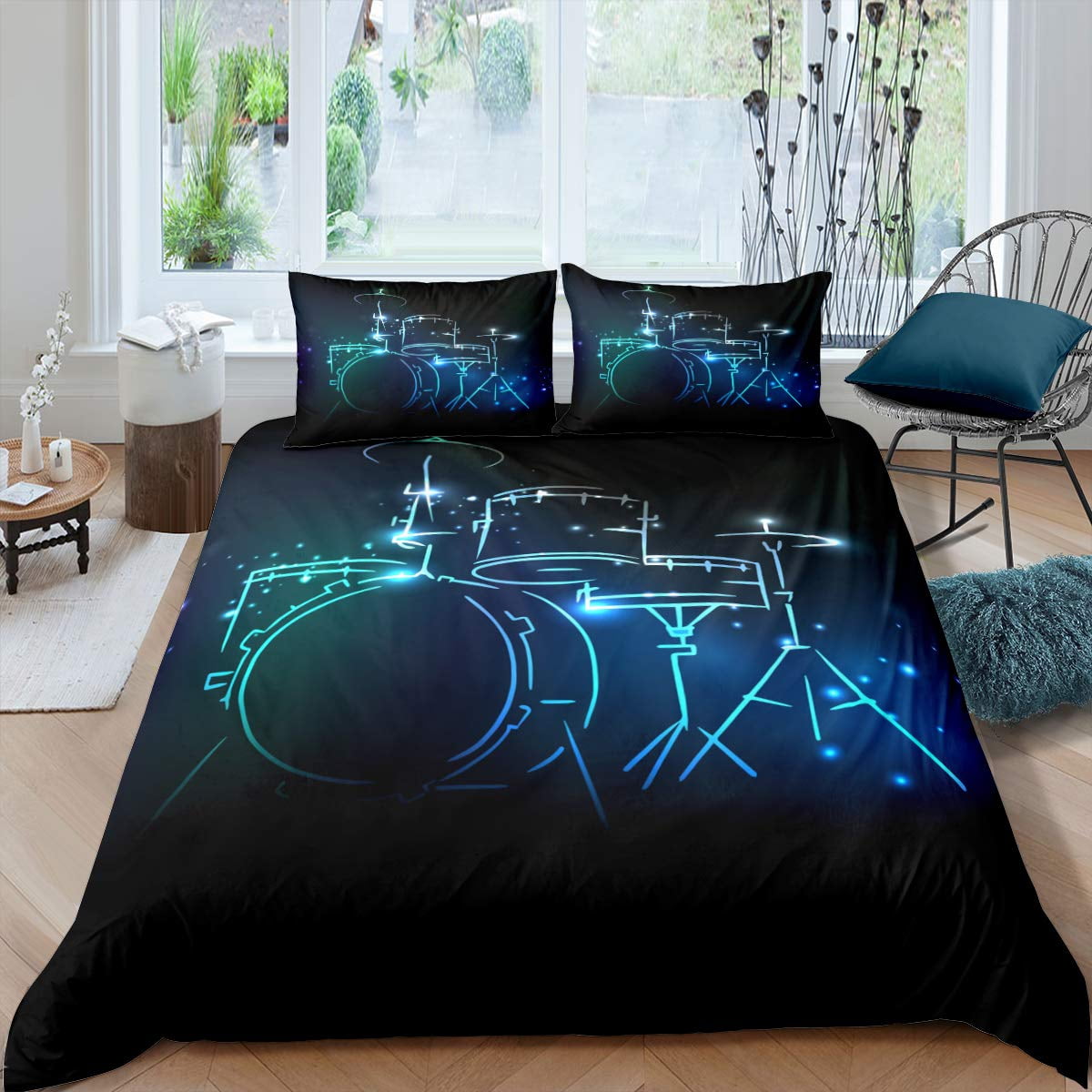 Drum Kit Bedding Set Rock Roll Music Duvet Cover King Size Modern Pop ...