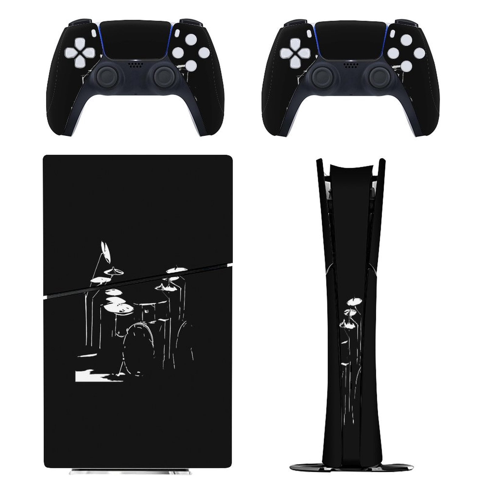Drum Kit Black And White PS5/PS5 Pro/PS5 Slim Digital Disc Skin Sticker ...