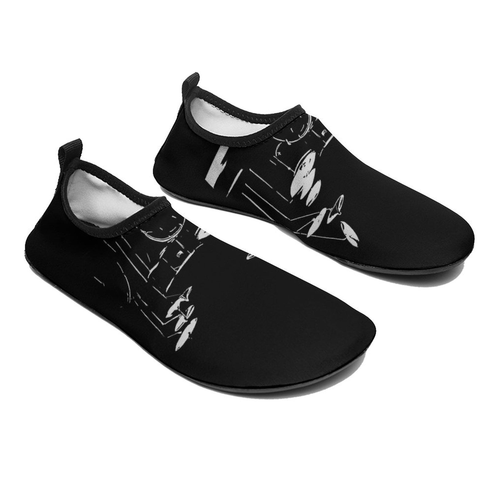 Drum Kit Black And White Water Shoes Beach Slip-on Shoes for Men Women ...