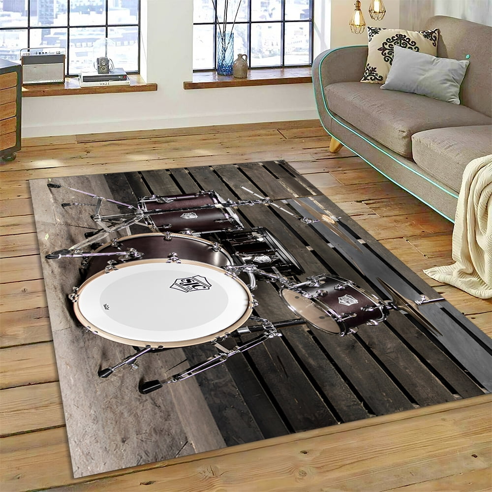Drum Kit Music Instruments Drum Set Carpet Rug for Home Living Room ...