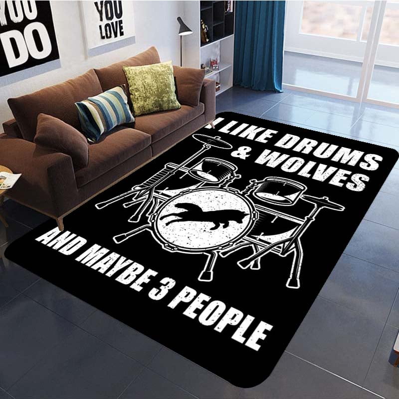 Drum Kit Music Instruments Drummer Rock Area Rugs for Living Room ...