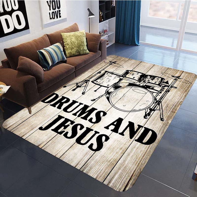 Drum Kit Music Instruments Drummer Rock Area Rugs for Living Room ...