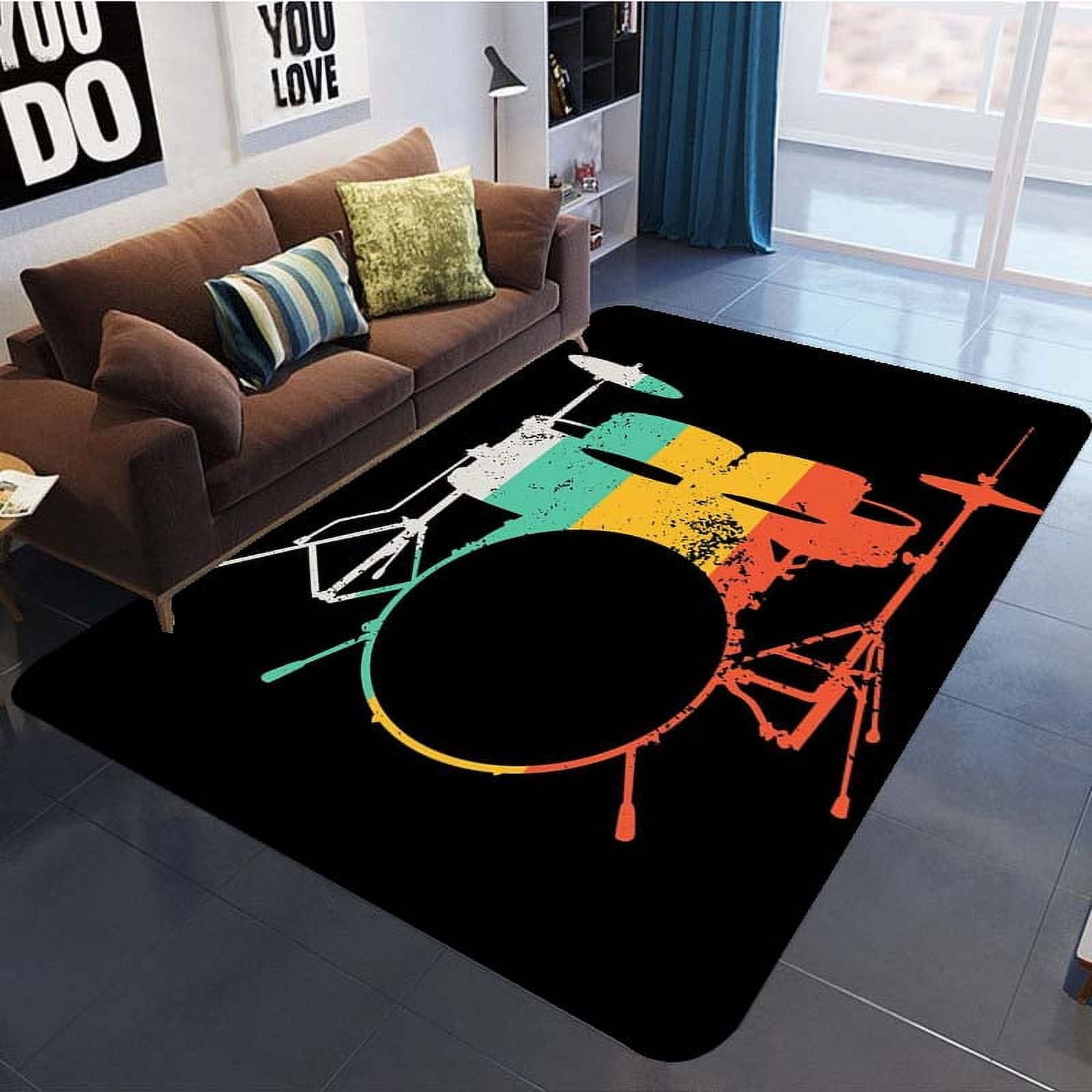 Drum Kit Music Instruments Drummer Rock Area Rugs for Living Room ...