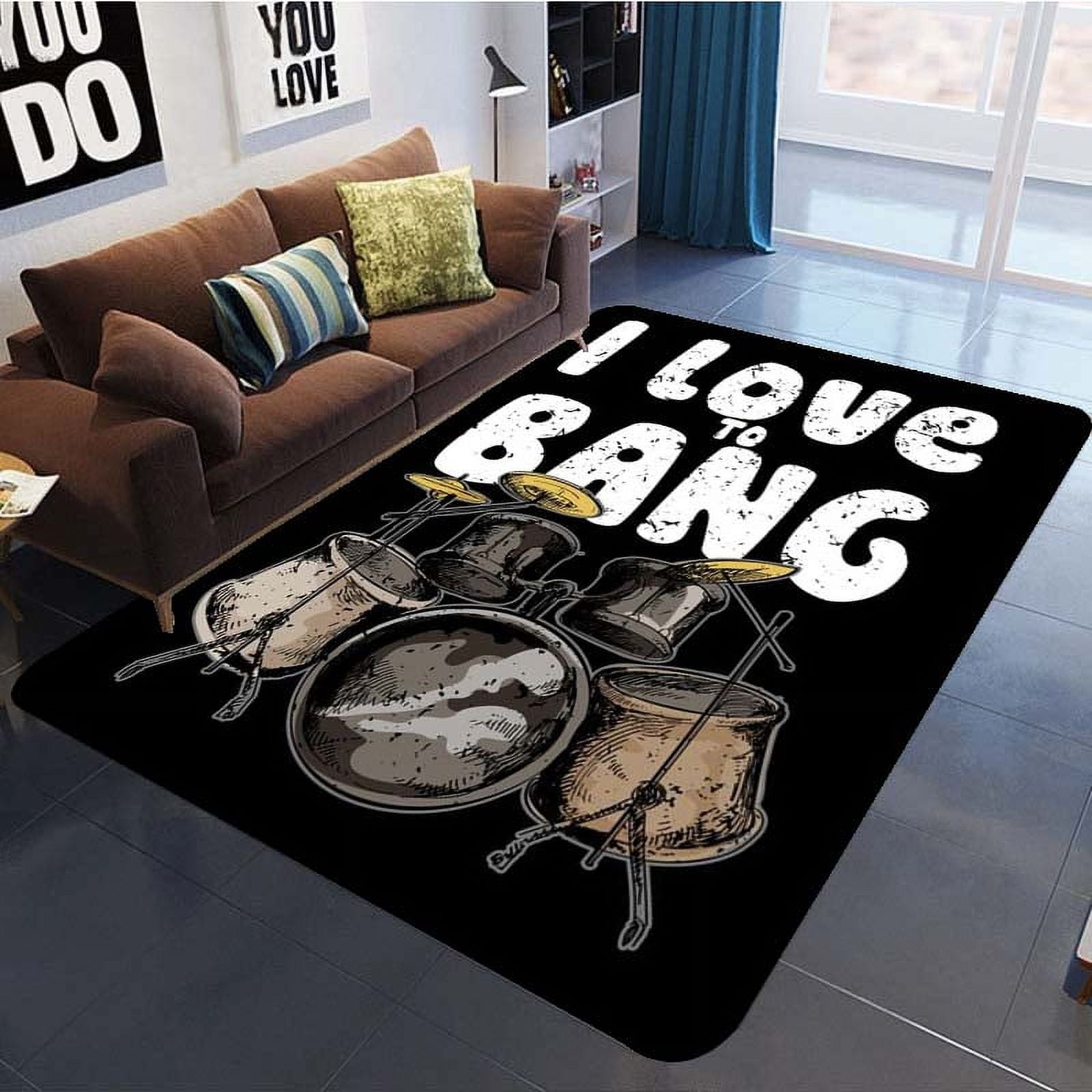 Drum Kit Music Instruments Drummer Rock Area Rugs for Living Room ...