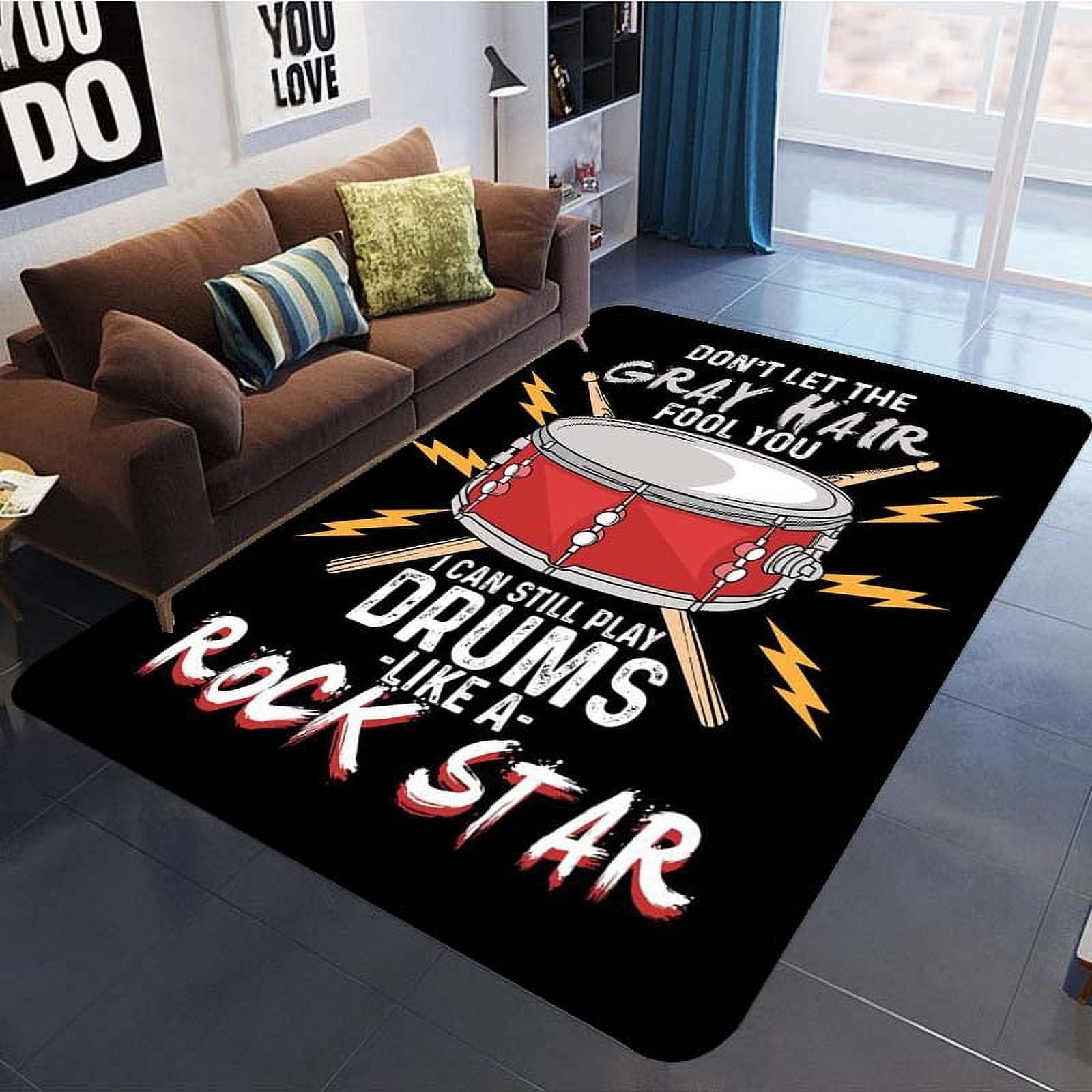 Drum Kit Music Instruments Drummer Rock Area Rugs for Living Room ...