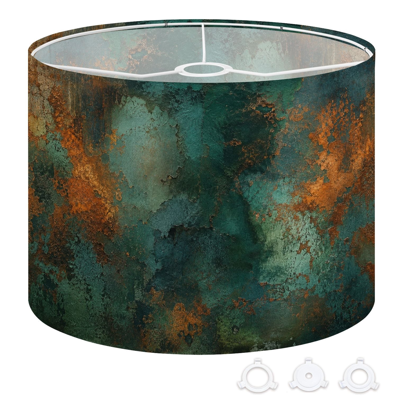 Drum Lamp Shade Abstract Art copper rust Green Rust Tones 13
