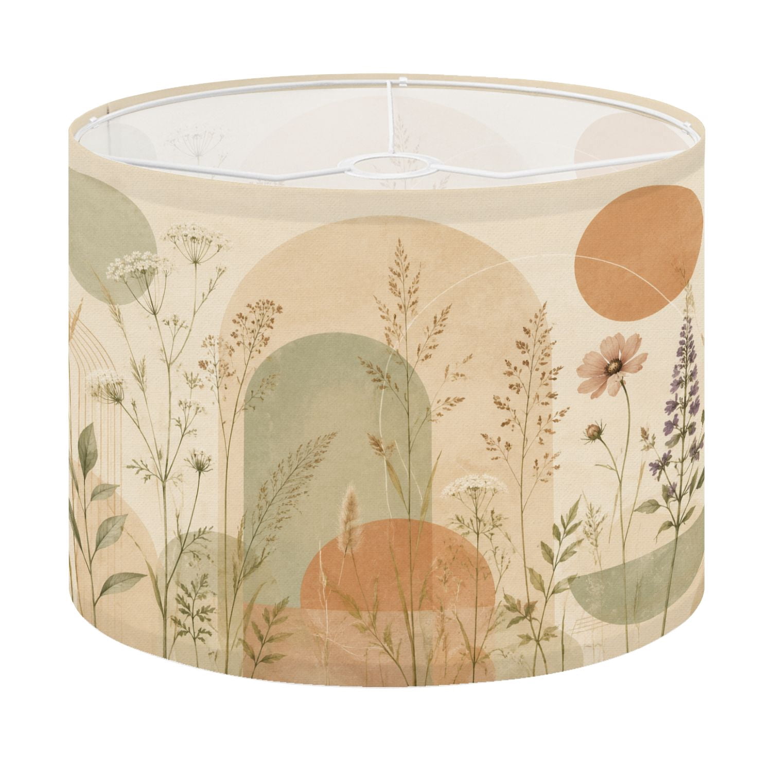 Drum Lamp Shade Botanical Minimal Abstract Plants Arch Shapes Soft ...