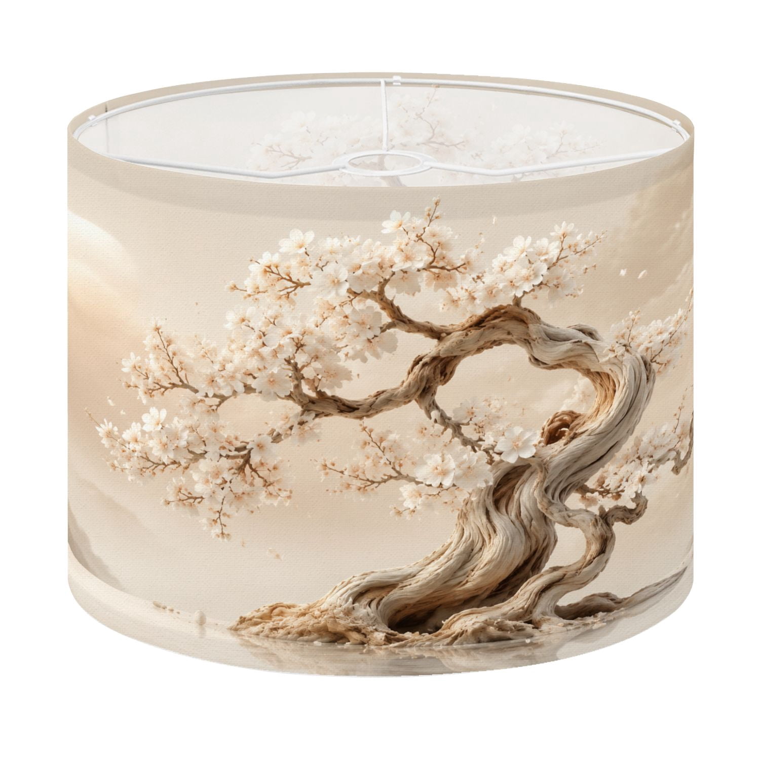 Drum Lamp Shade Elegant Cherry Blossom Tree Branch Flowing Waves Soft ...