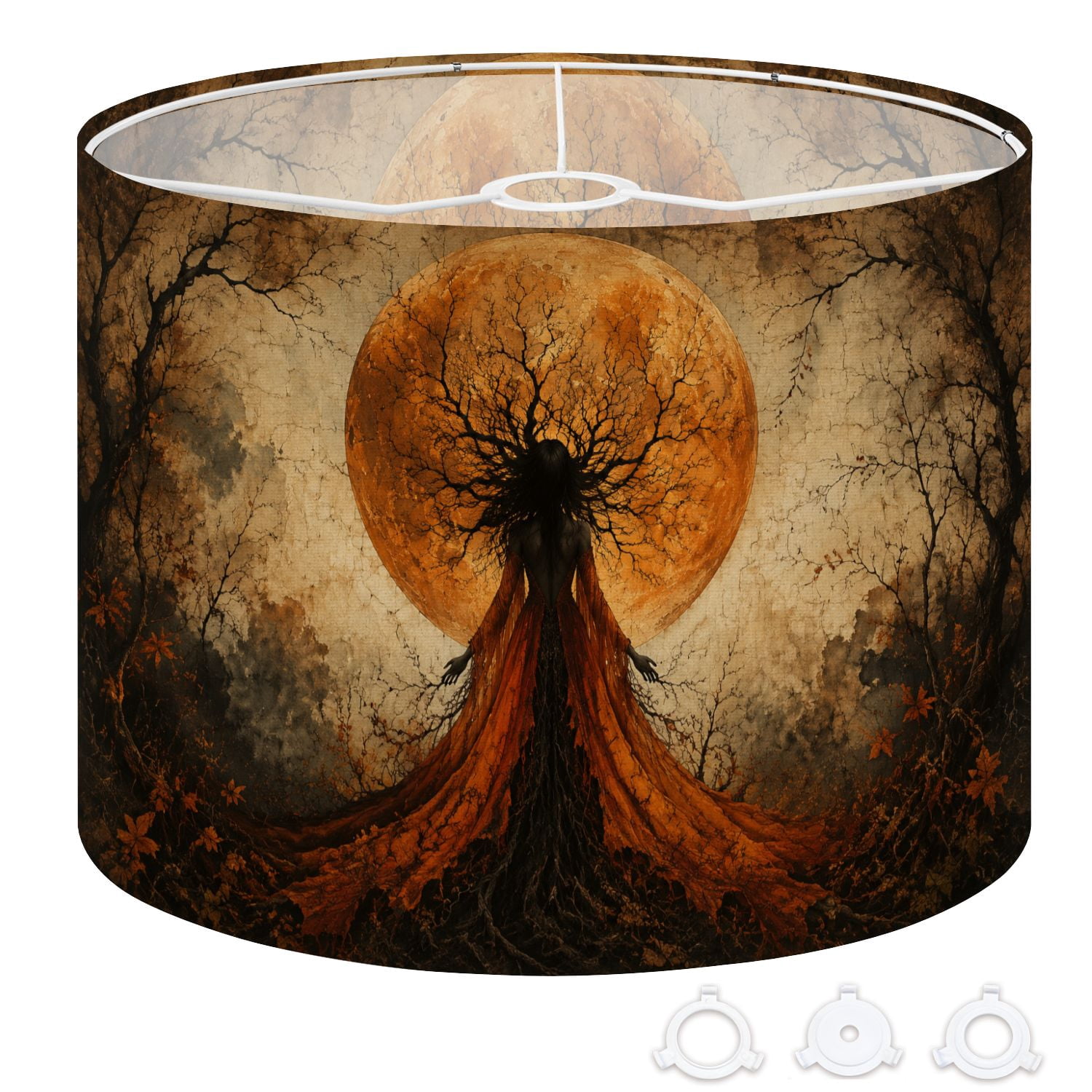 Drum Lamp Shade Enigmatic Orange moon Gothic Against Majestic Full Moon ...