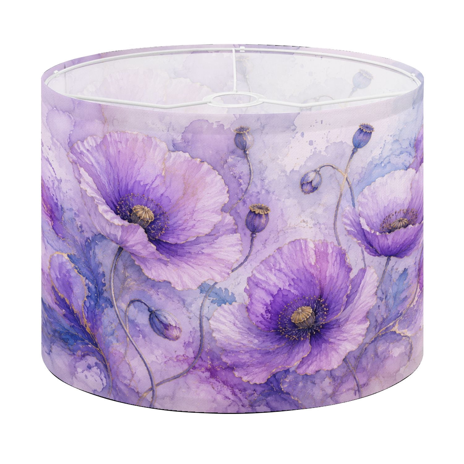 Drum Lamp Shade Purple Watercolor Abstract Lampshade for Table Lamps ...
