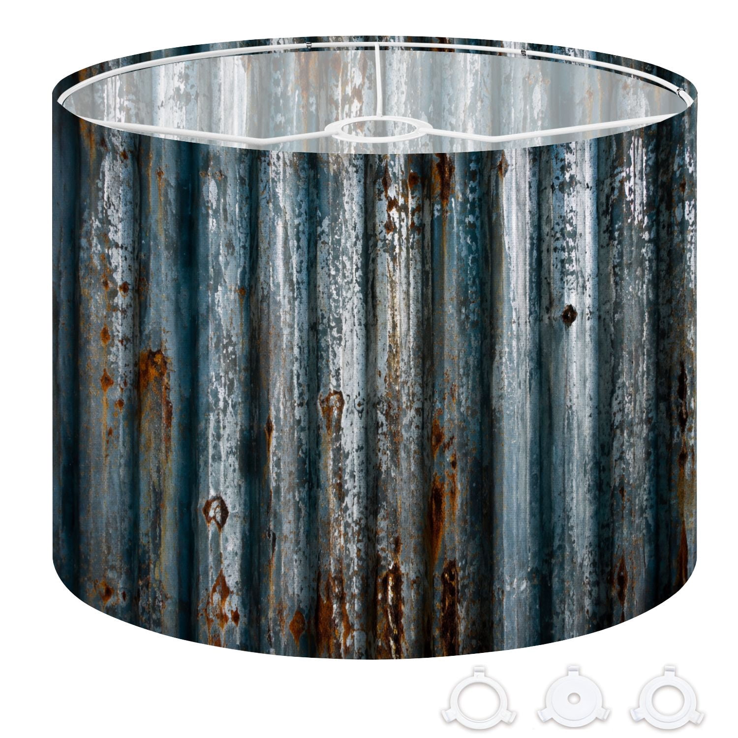 Drum Lamp Shade Rusty Blue Metal Wall Patterns Industrial Grunge 13