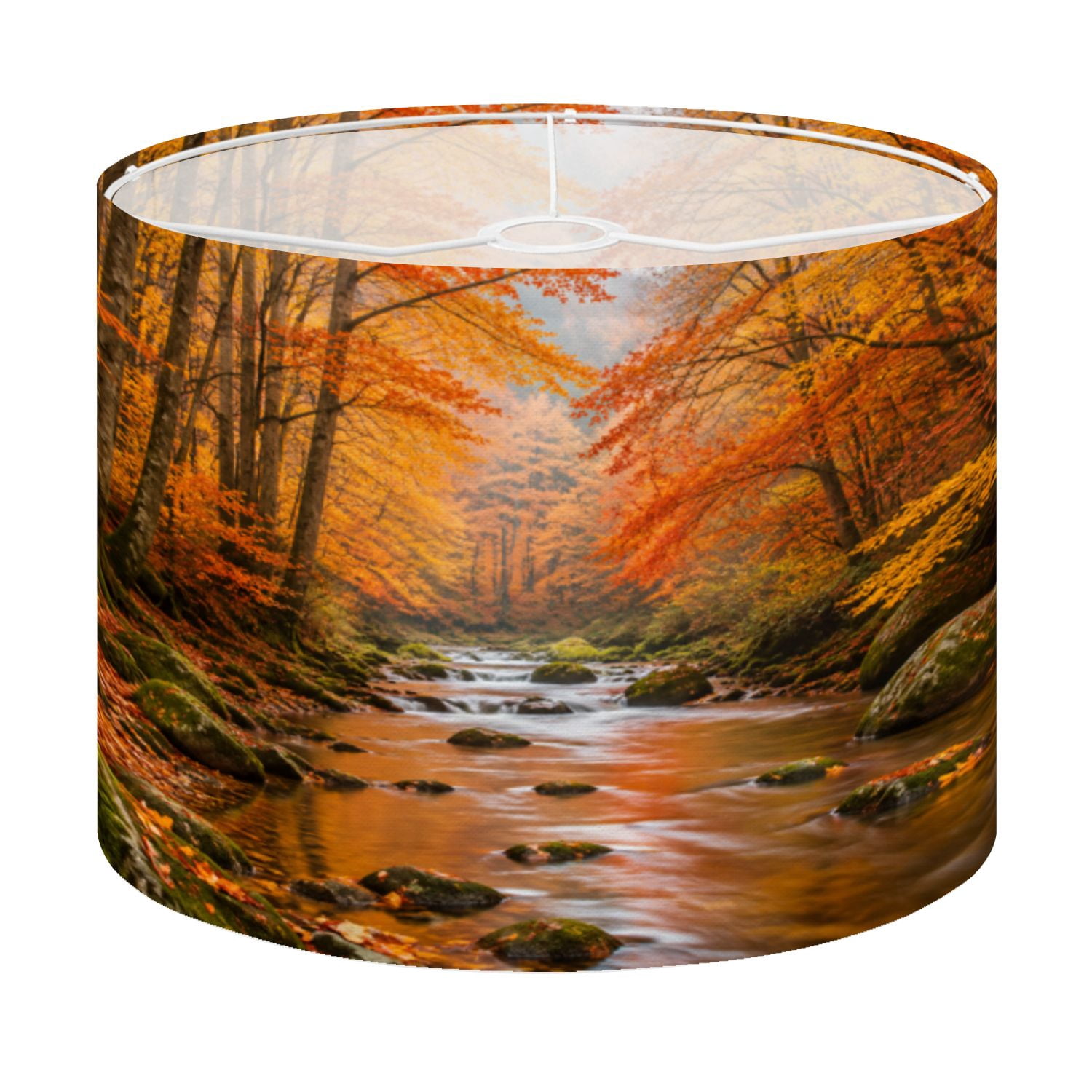 Drum Lamp Shade Stream foggy Forest Nationalpark Harz Lampshade for ...