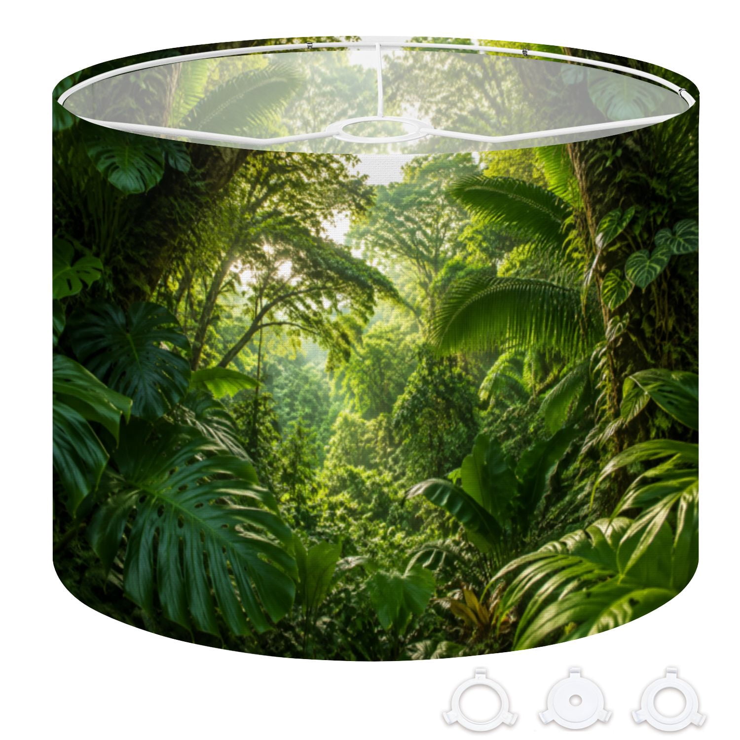 Drum Lamp Shade Tropical trees sunlight Jungle 13