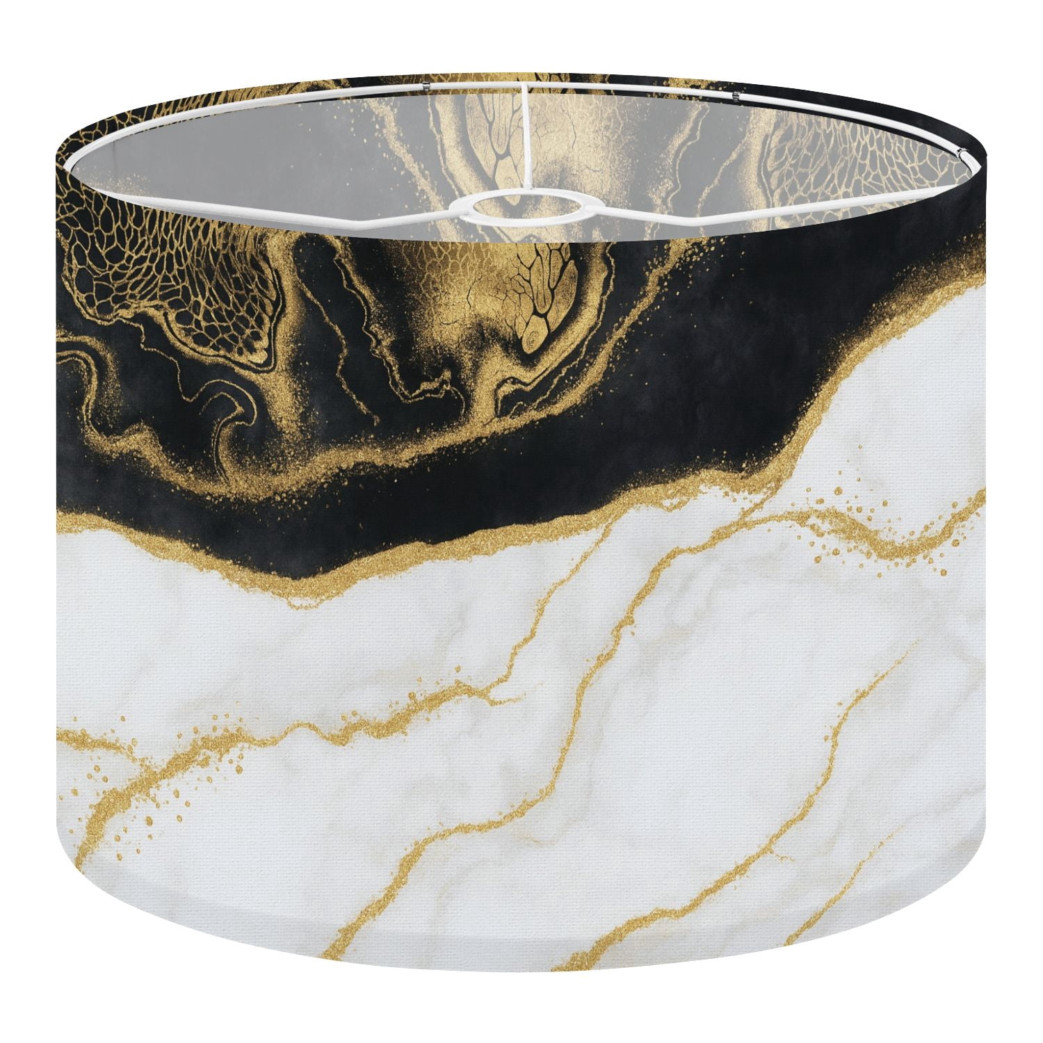 Drum Lamp Shades 13"x13"x10" abstract texture artificial black white ...