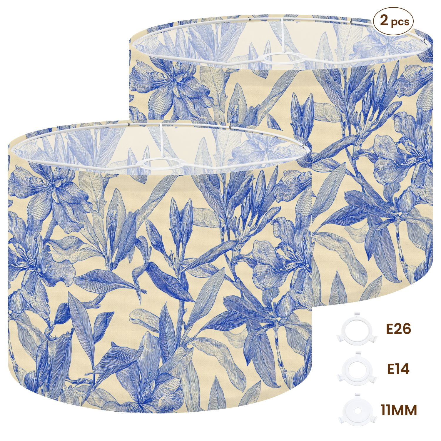 Drum Lampshades 13"x13"x10" Bloom Vintage floral Spring flowers Blue ...