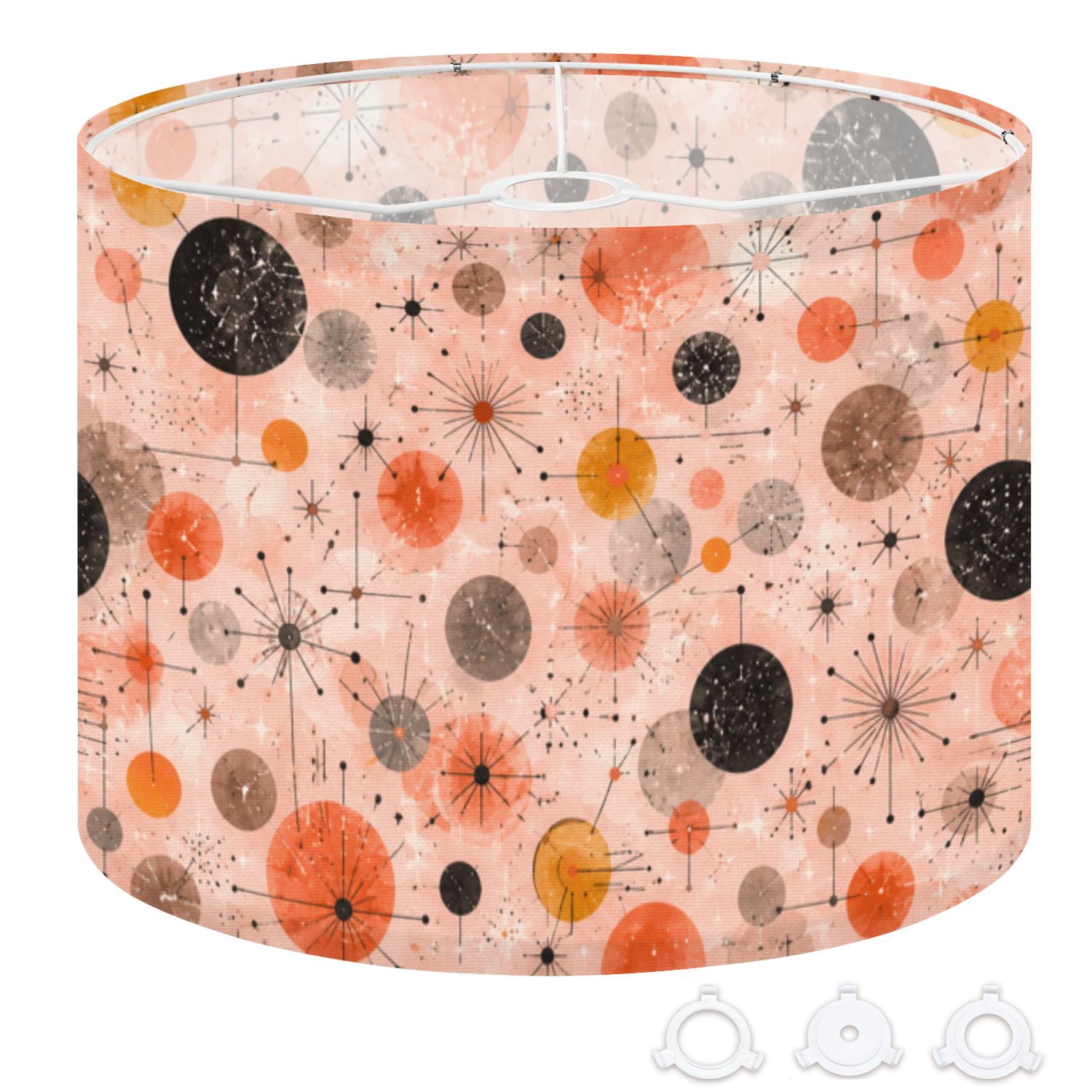Drum Lampshades Pink Retro Diamond 1950S Mid Century Atomic Stars ...
