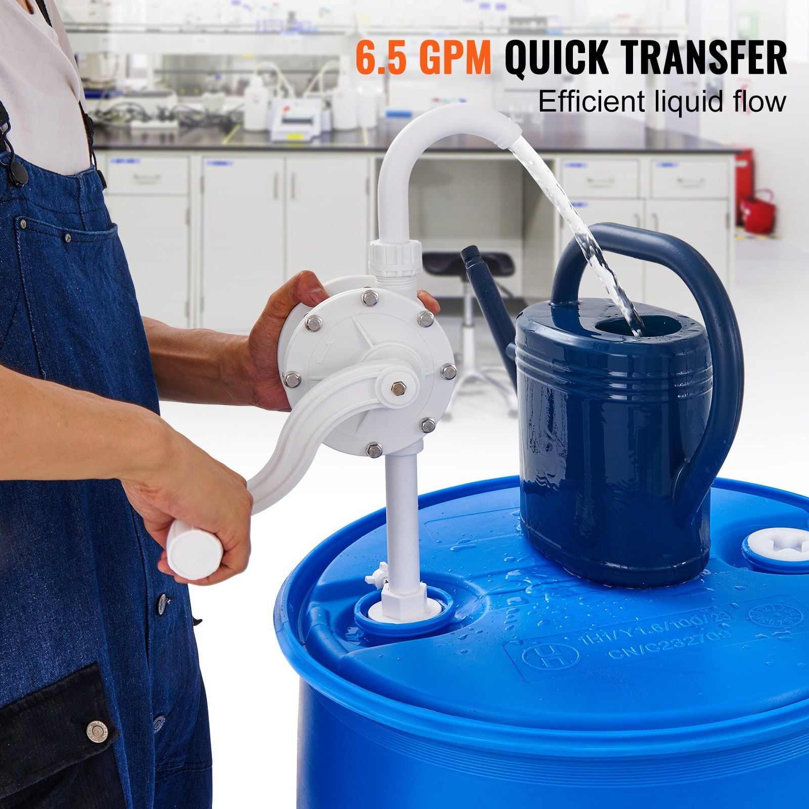 Drum Pump Hand Crank, 6.5 GPM Flow Rate, with Extendable Suction Tube ...