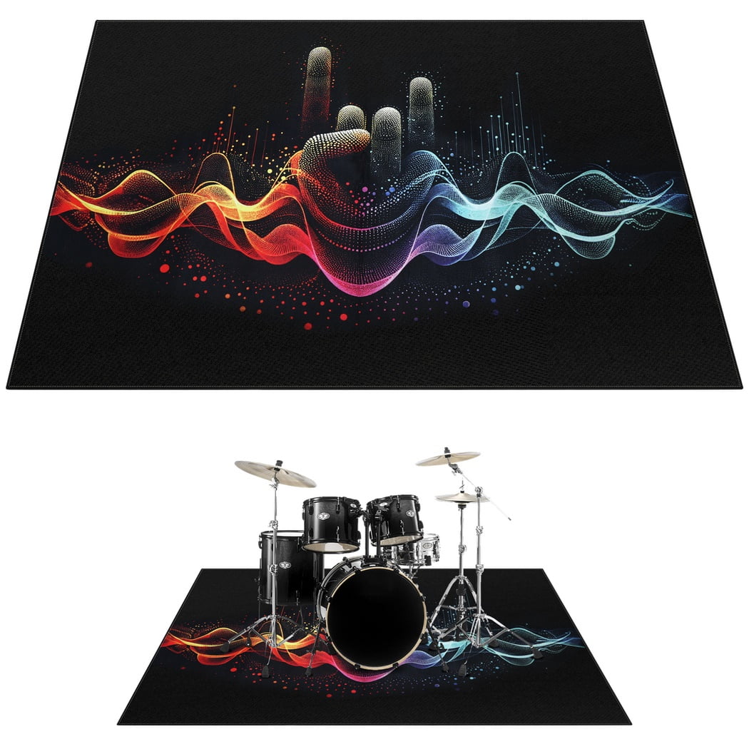 Drum Rug, 6 x 5 FT Rectangular Drum Mat, Drum Carpet with Non-Slip Grip ...