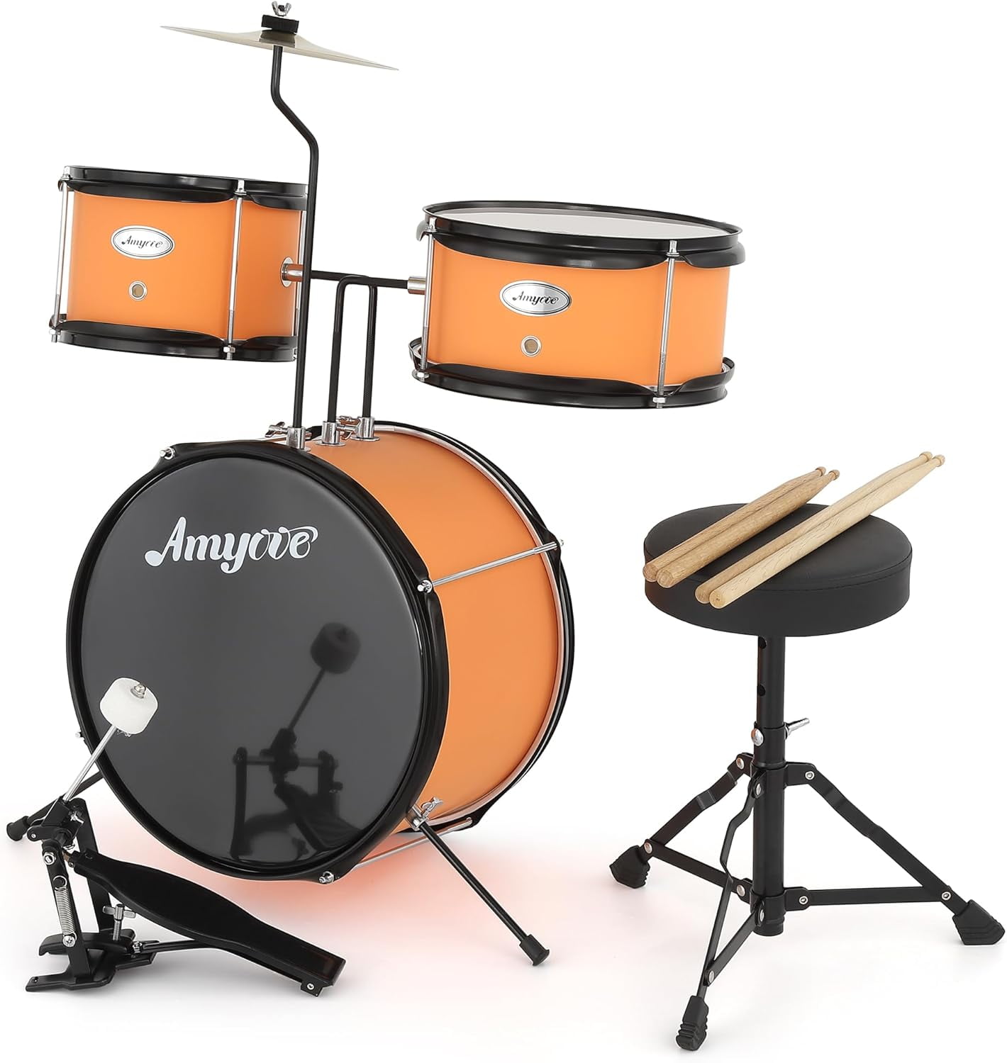 Drum Set, 1 Wood/Metal AD 150 Three Drums Set, Jazz Rock Includes Bass ...