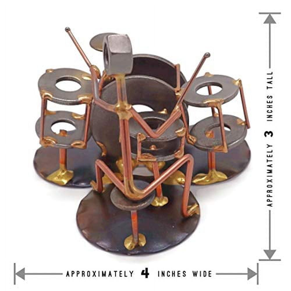Drum Set Collectible Handmade Metal Art Figurine, Desk Accessories ...