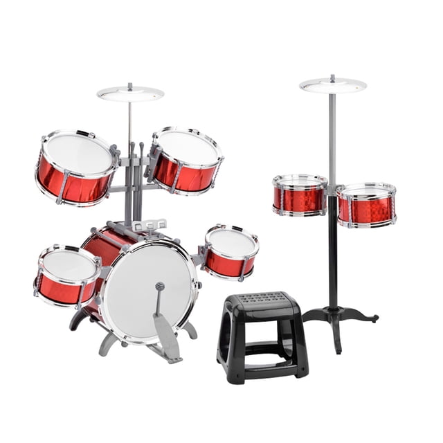 Drum Set Jazz Drum Kit with Stool 7 Drums Musical Percussion ...