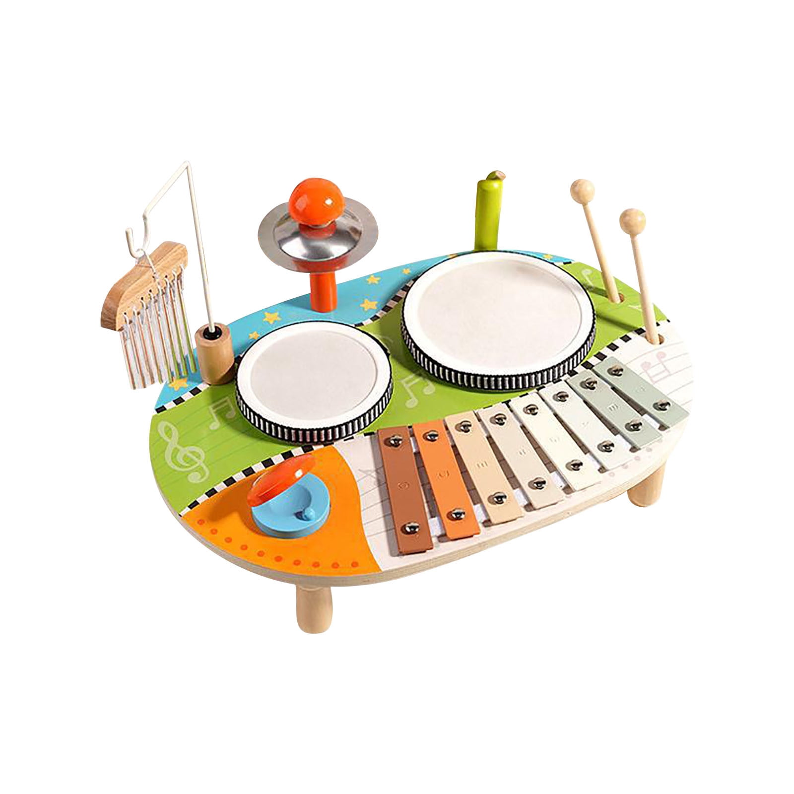 Drum Set for Toddlers 1-3 Year Old Boys Girls Baby Wooden Musical Instruments Drumset for Ages ...