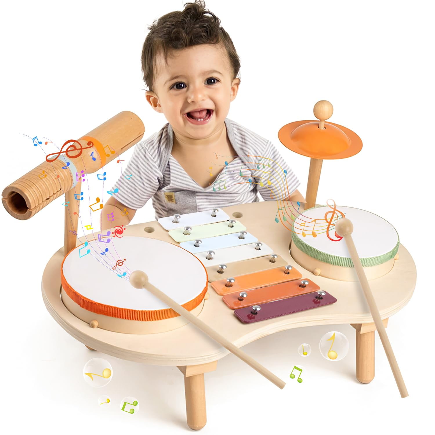 Drum Set for Toddlers DHF10 3+ Year Old Boys Girls Baby Wooden Musical ...