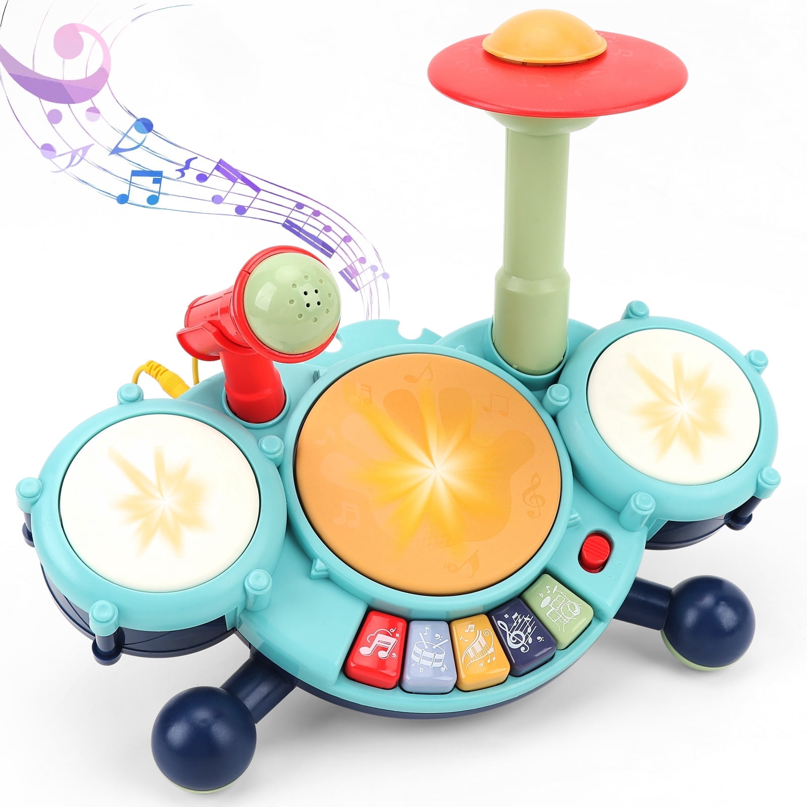 Drum Set with Microphone for Toddler 1-3 Baby Musical Toys Drum Piano ...