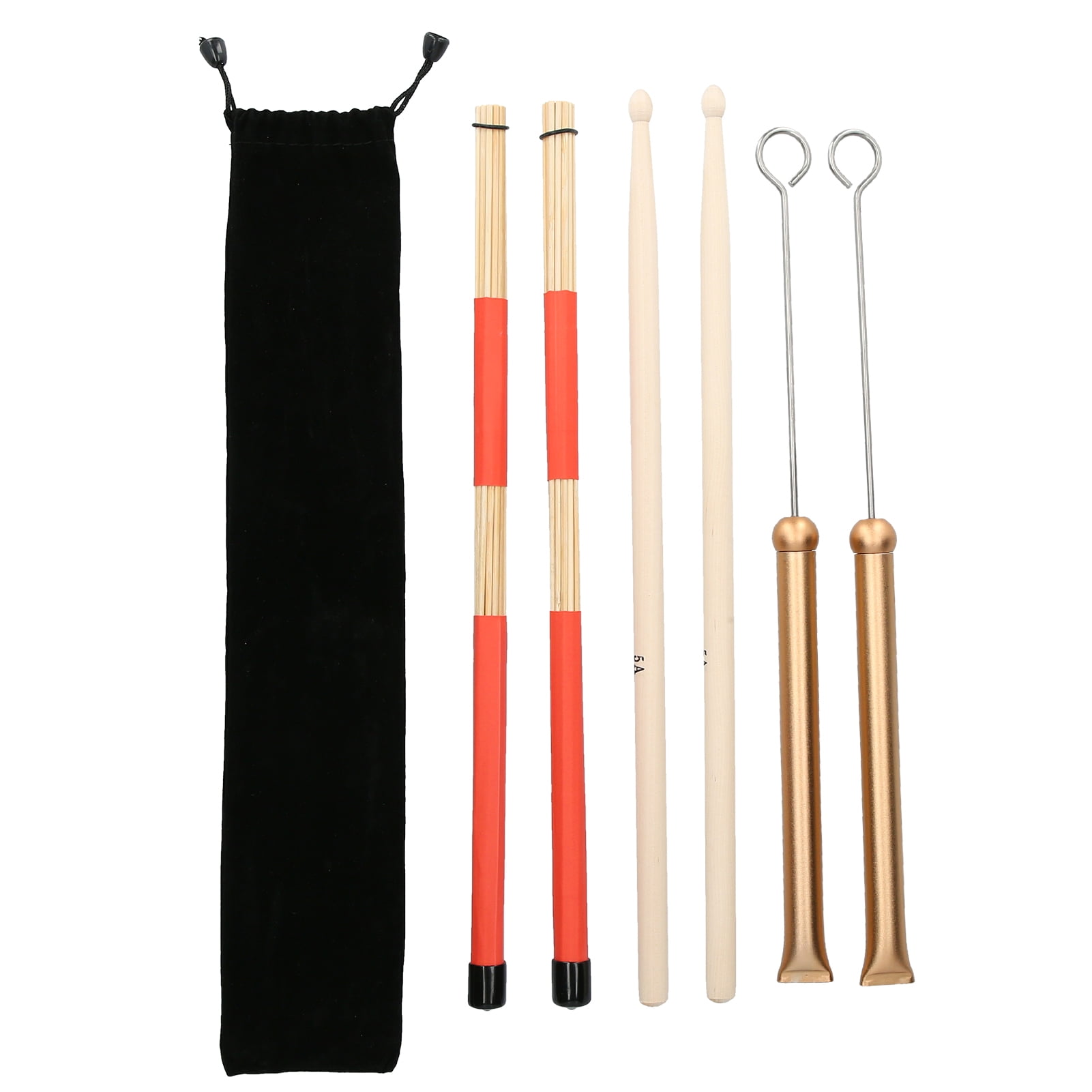 Drum Stick Brush Set Jazz Retractable Metal Wire 5A Bamboo Rod 19 Beam ...