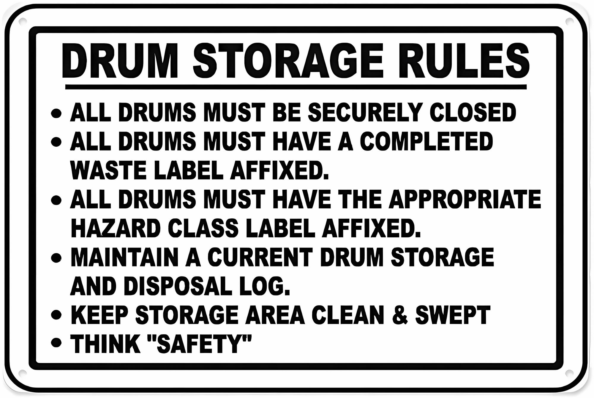 Drum Storage Rules Tin Sign - 12×8 Inches, Vintage Metal Warning Decor ...