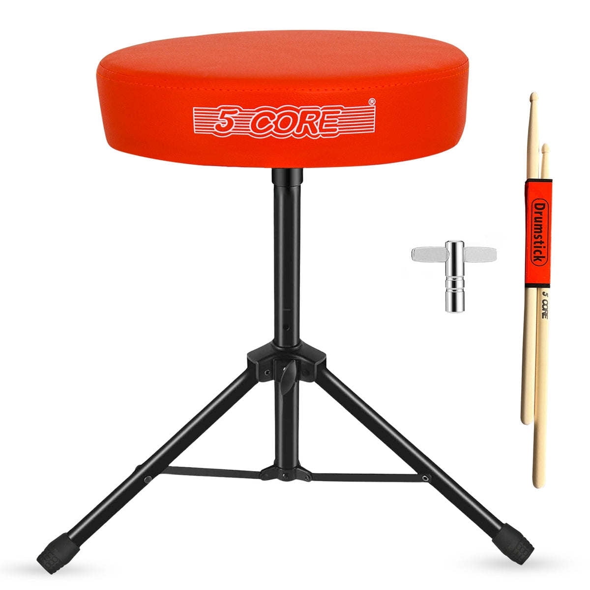 5 Core Drum Throne 3" Thick Padded Memory Foam Comfortable Drummer ...