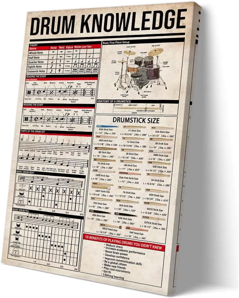 Drum Wall Art Knowledge Poster Educational Wall Art Chart Poster Prints ...