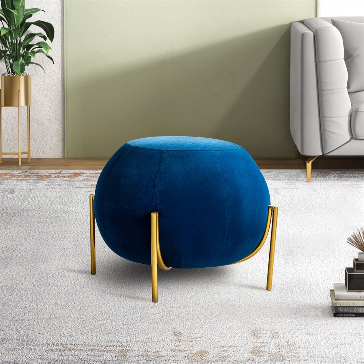 Drum-shaped Ottoman, Velvet Pouf Seating Dressing Makeup Stool ...