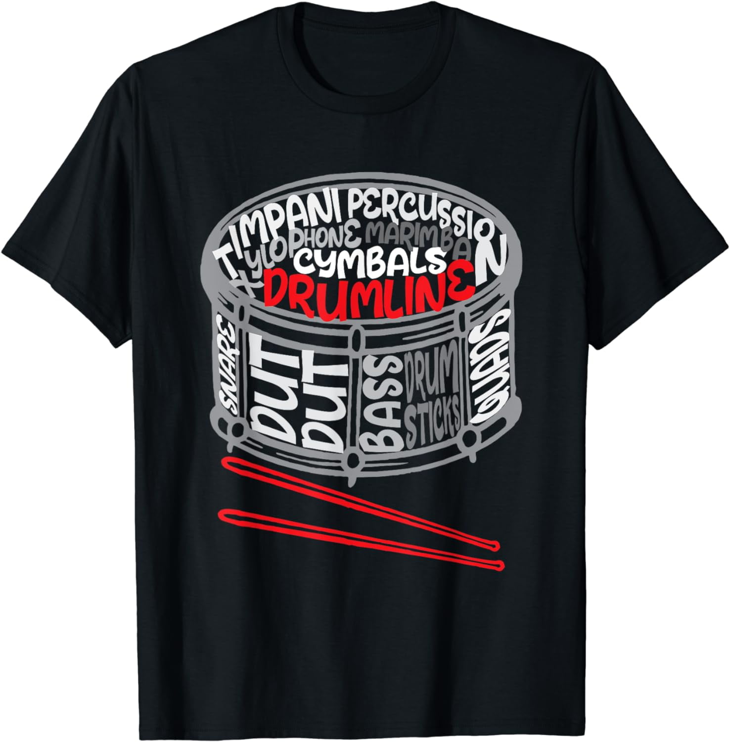 Drumline - Snare Drum Drummer Percussionist Drumming Lover T-Shirt ...