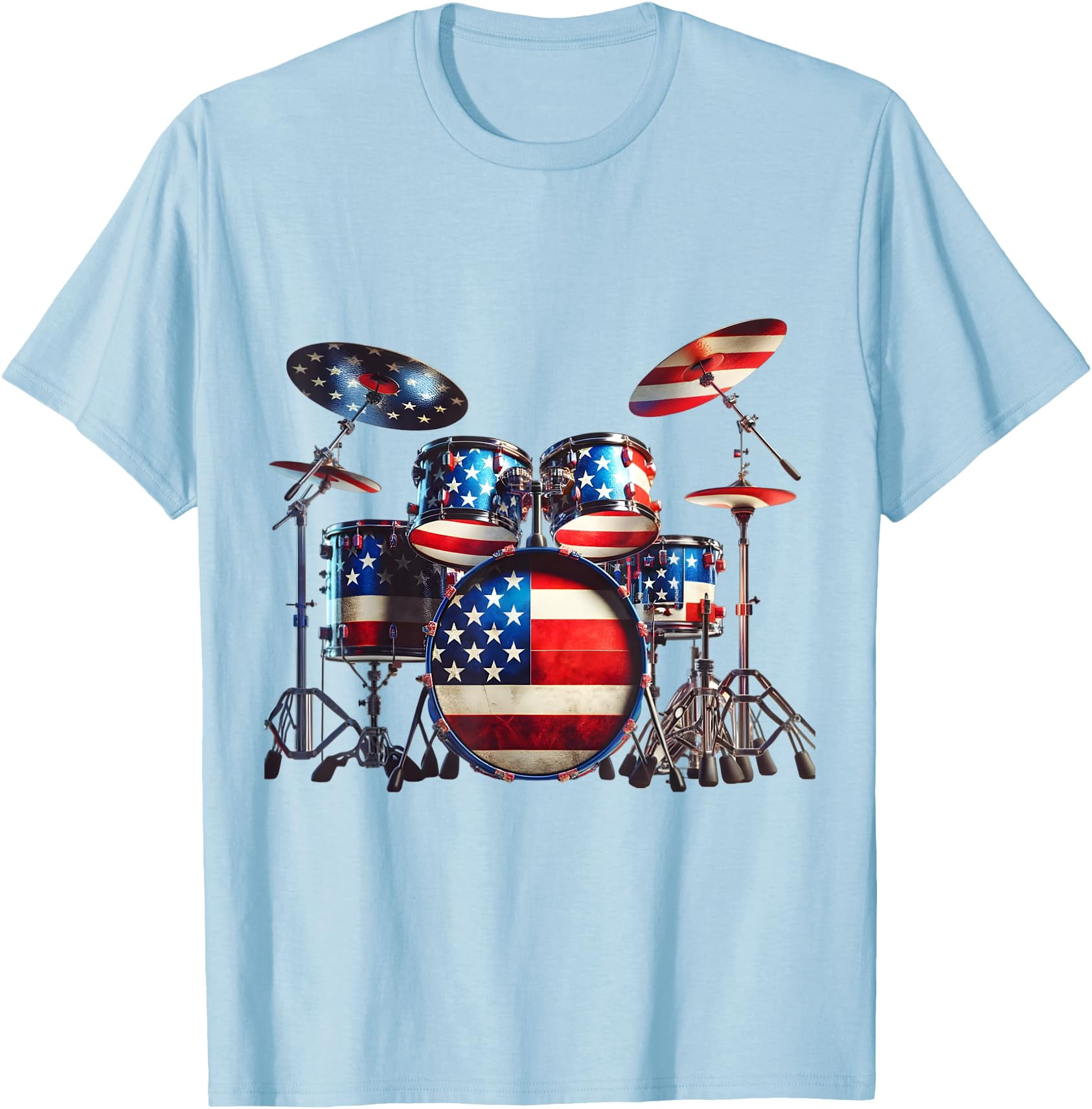 Drummer American Flag Drum Drumset 4th of July USA Patriotic Softstyle ...
