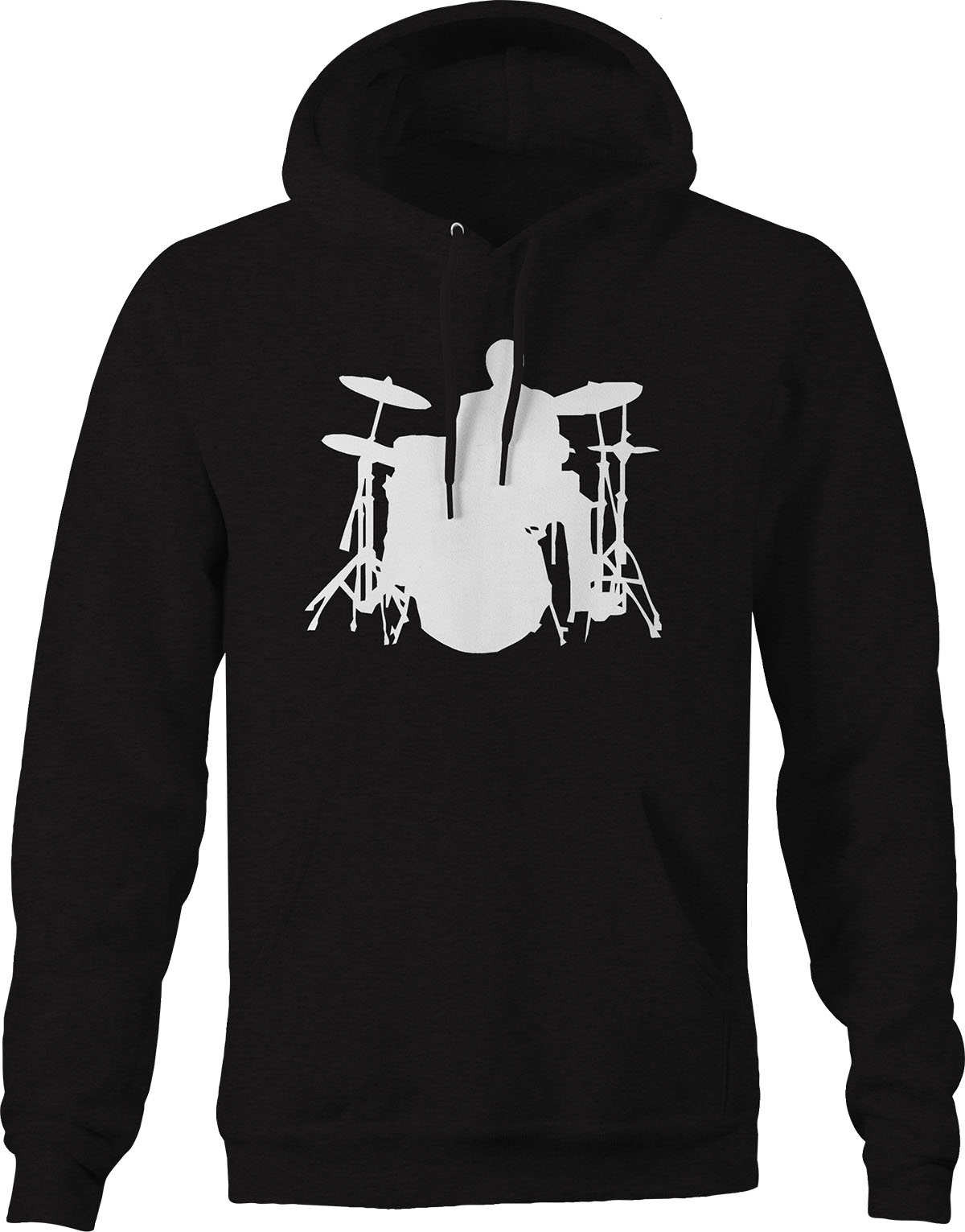 Drummer Behind Drum set with Symbols and Kick Drum Silhouette Hoodie ...