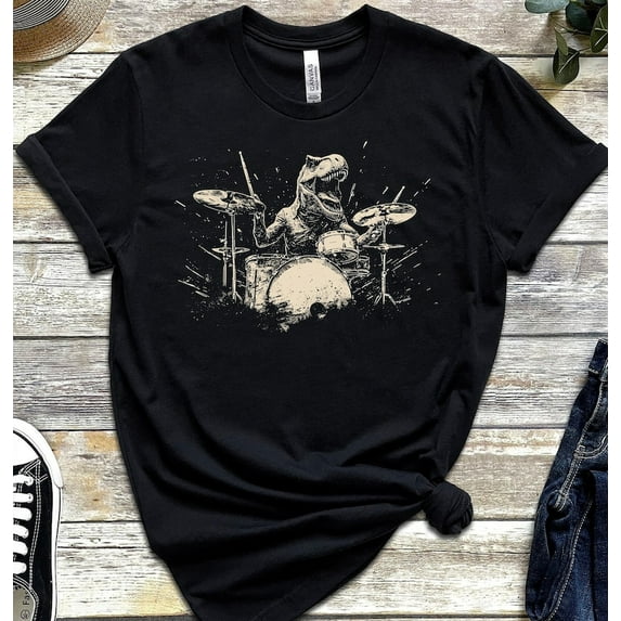 Drummer Dinosaur T-Shirt for Music Lovers, Drum Player Gift Rock Band ...