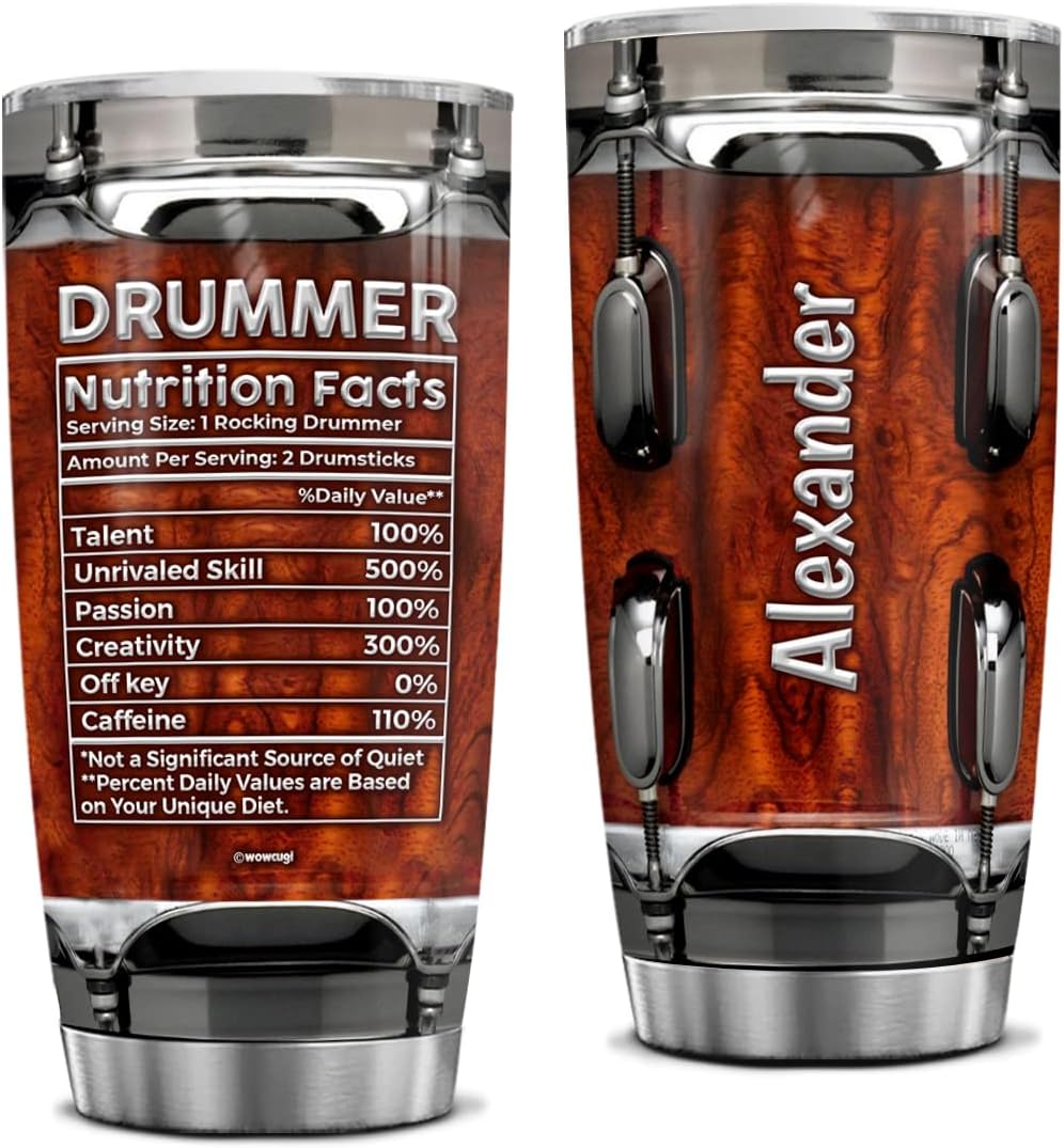 Drummer Gifts For Men Women Personalized Drum Drummers Nutrition Facts ...